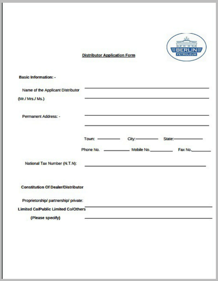 9+ Distributor Application Form Templates - PDF