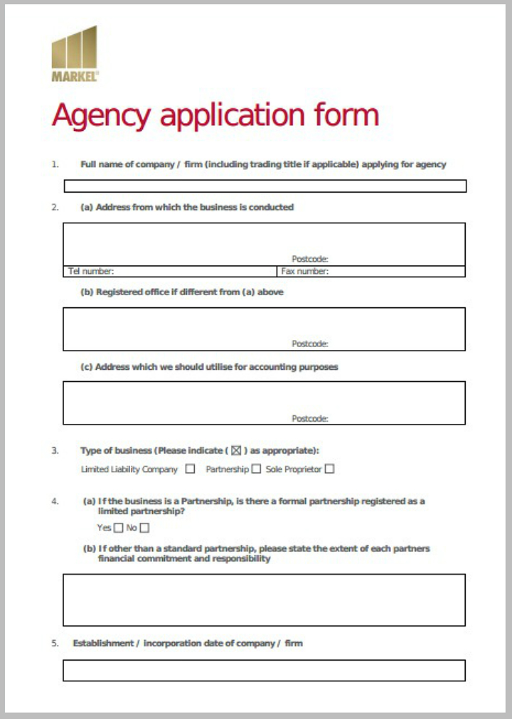 8+ Agency Application Form Templates - PSD