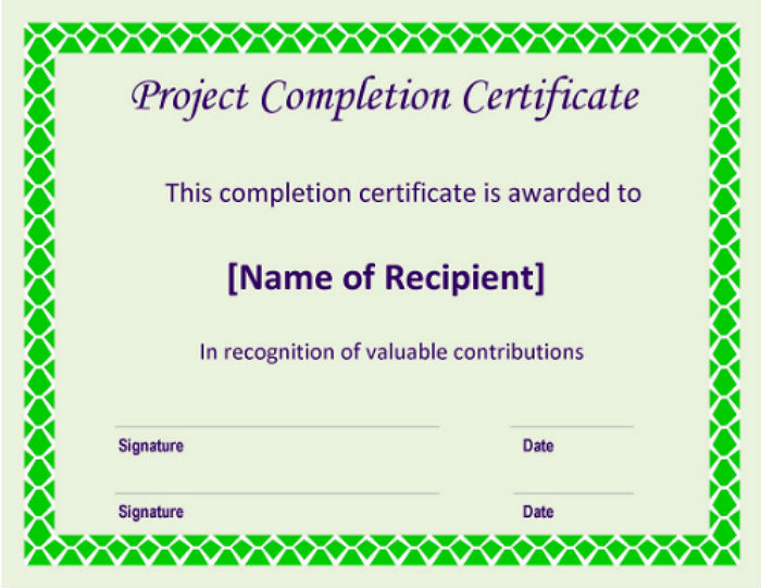 15+ Project Completion Certificate Templates - PDF, DOC, Word, PSD