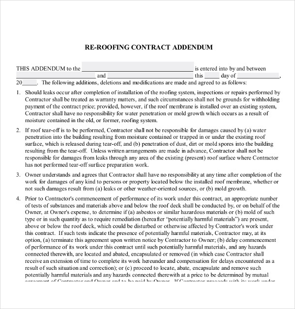 FREE 15+ Roofing Contract Templates in MS Word | PDF | Google Docs | Pages