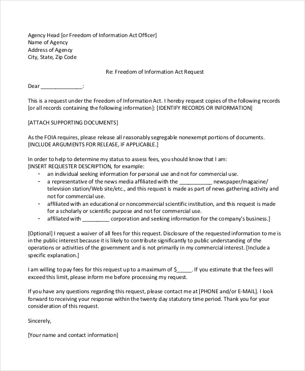 8+ Information Request Letter Templates in MS Word | PDF | Pages ...