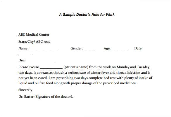 Free 14+ Printable Doctor's Note for Work Templates, PDF, Word