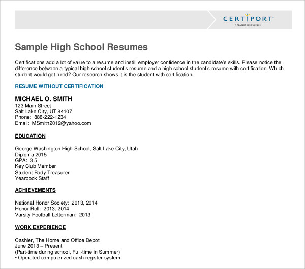 12+ High School Student Resume Templates - PDF, DOC