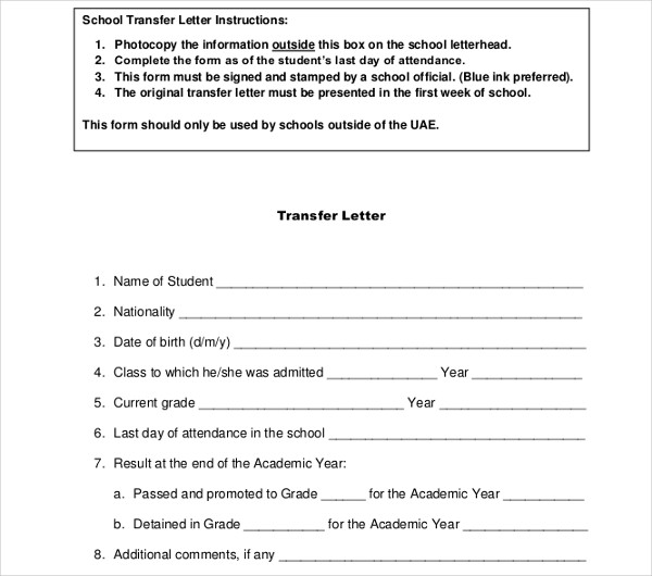 Free 13+ School Transfer Letter Templates, PDF, DOC