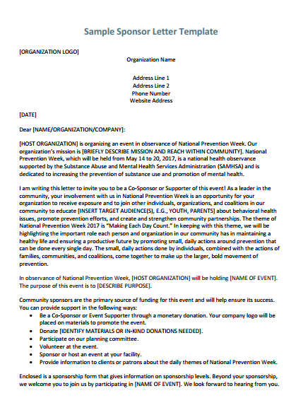 27+ Sponsorship Letter Templates