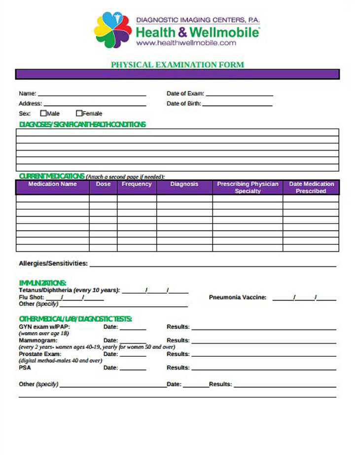 8+ Yearly Physical Form Templates - PDF