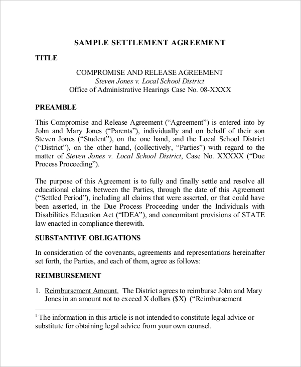 8+ Settlement Agreement Templates - PDF, Google Docs, Apple Pages