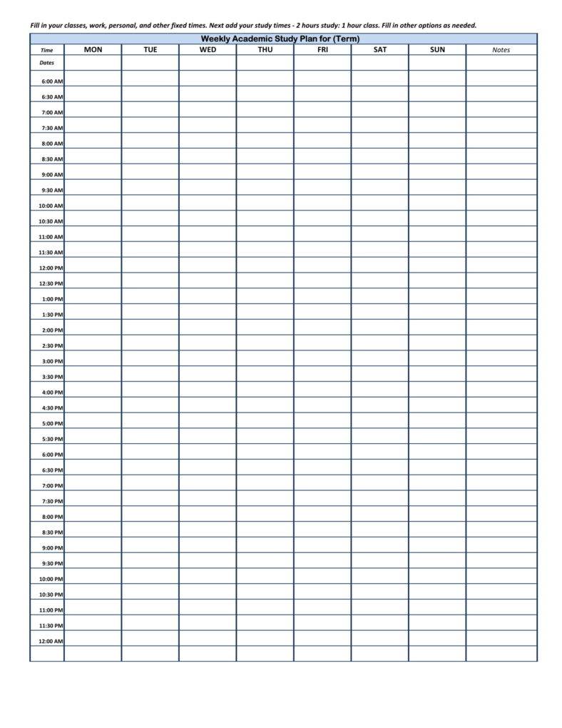 11+ Study Planner Templates