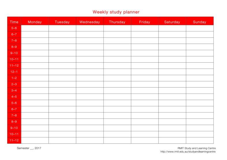11+ Study Planner Templates