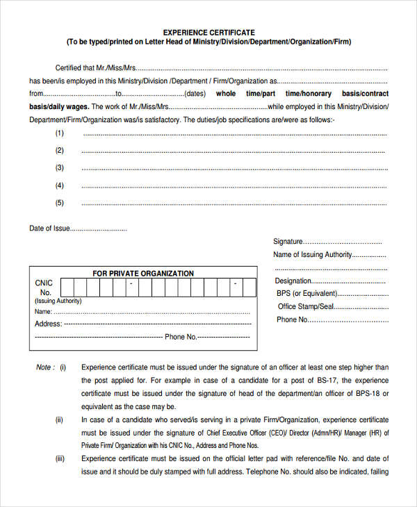 16+ Work Experience Letter Templates - PDF, Word