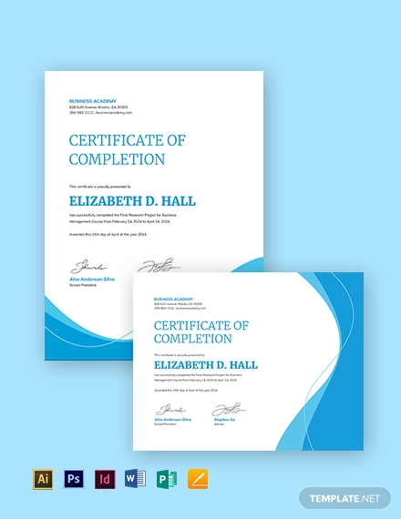 15+ Project Completion Certificate Templates - PDF, DOC, Word, PSD