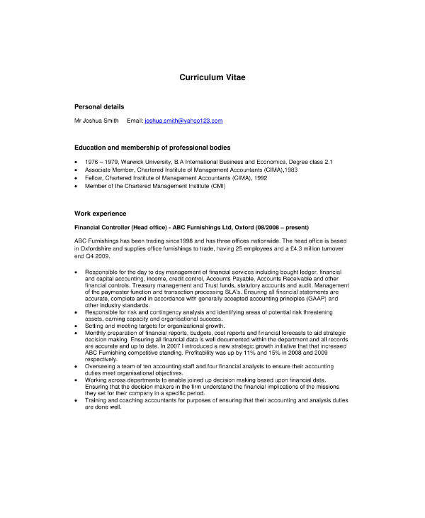 25+ CV Examples in PDF