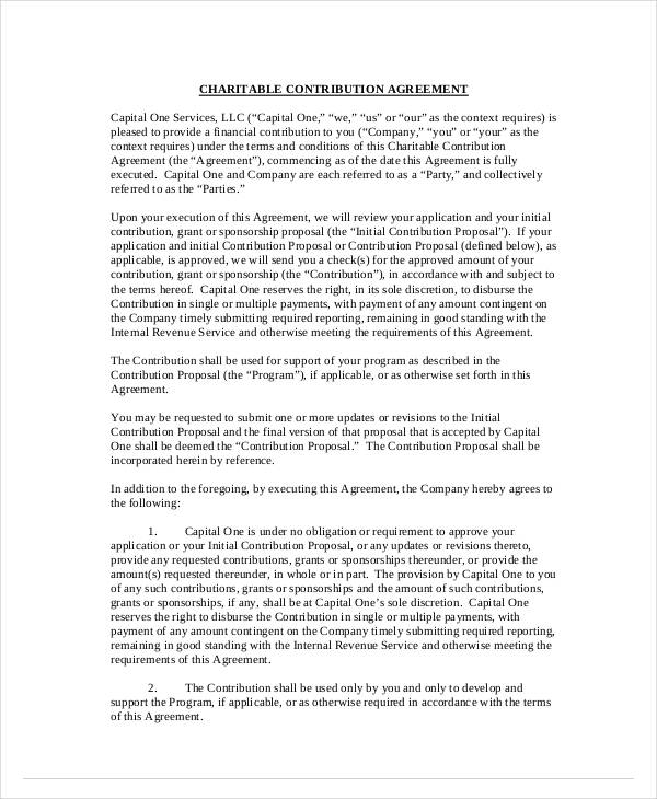 12+ Contribution Agreement Templates - PDF