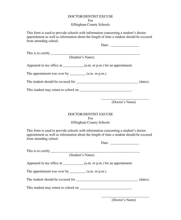 14+ Excuse Note Templates for Work & School - PDF
