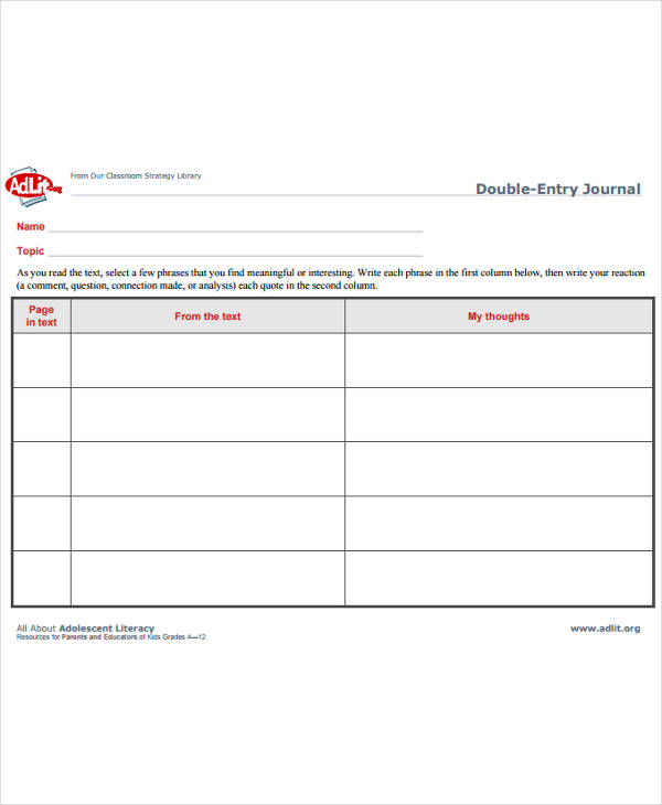 10+ Double Entry Journal Templates - PDF, DOC
