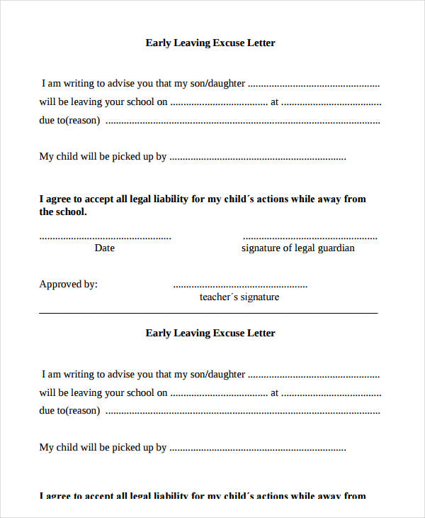 13 School Excuse Note Templates PDF