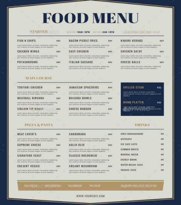 Starter Menu - 9+ Free Design Templates in PSD, AI