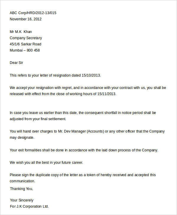 23 Relieving Letter Examples PDF DOC