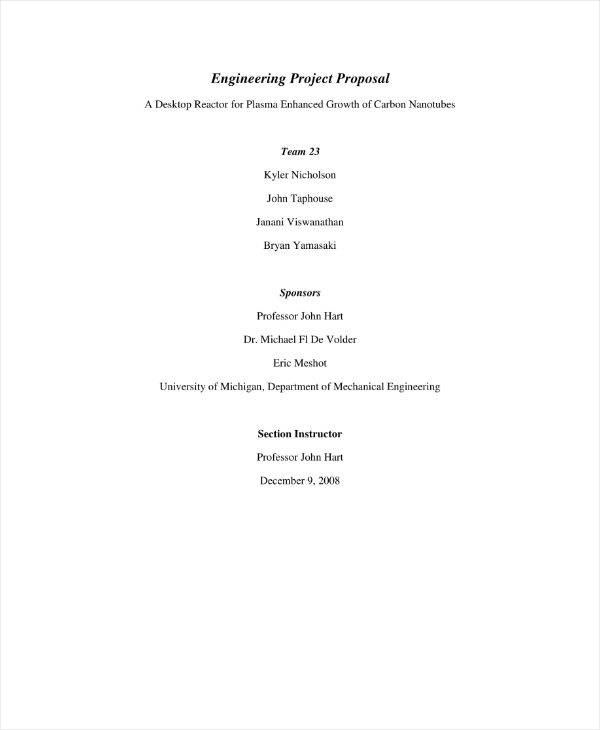16+ Engineering Project Proposal Templates - PDF, Word, Pages