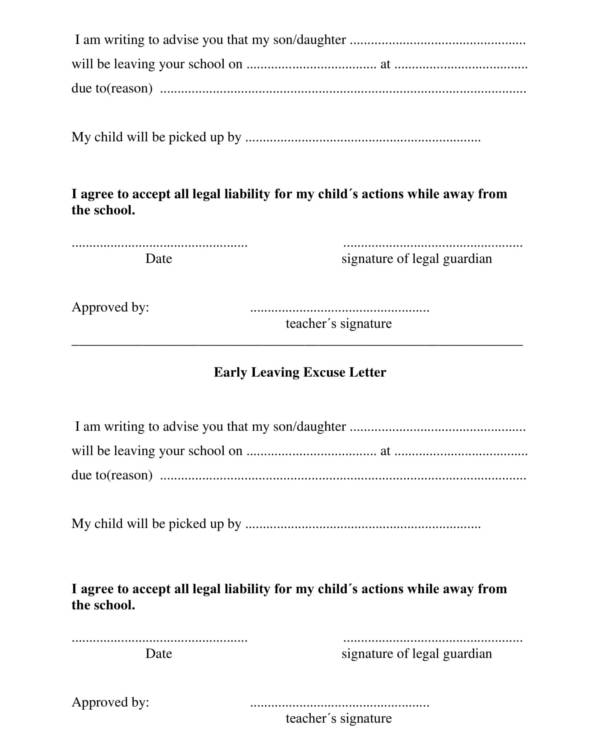 14+ Excuse Note Templates for Work & School - PDF