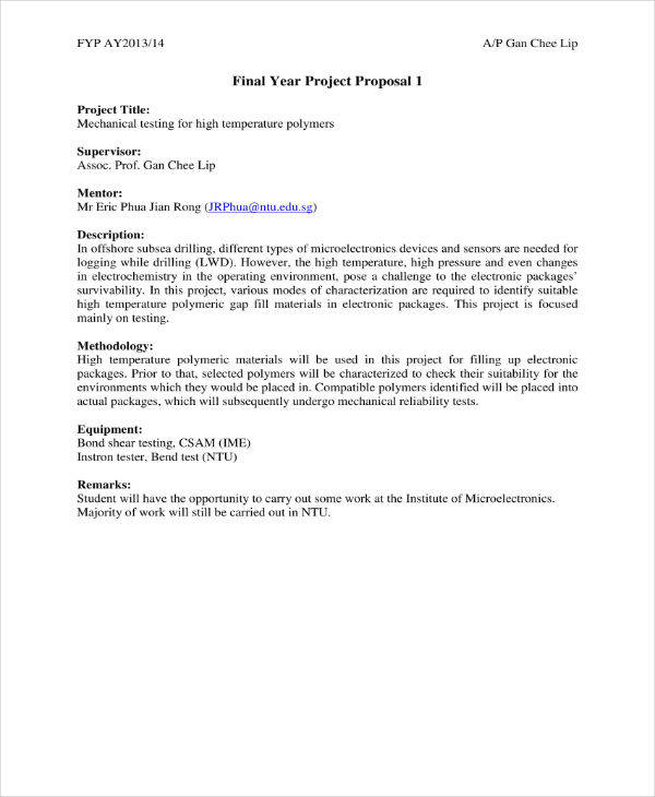 19+ Final Year Project Proposal Templates - PDF, DOC