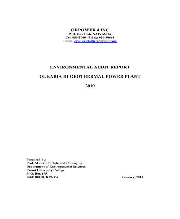 7+ Environmental Audit Report Templates - PDF, Word