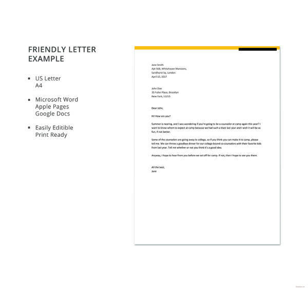 49 Friendly Letter Templates PDF DOC