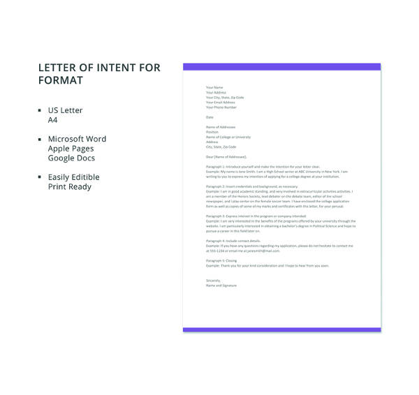 27+ Simple Letter of Intent Templates - PDF, DOC | Free & Premium Templates