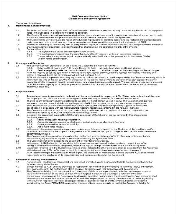 9+ Maintenance Service Contract Templates - Word, Google Docs, PDF