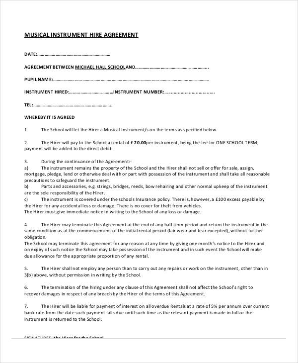 14+ Hire Agreement Templates