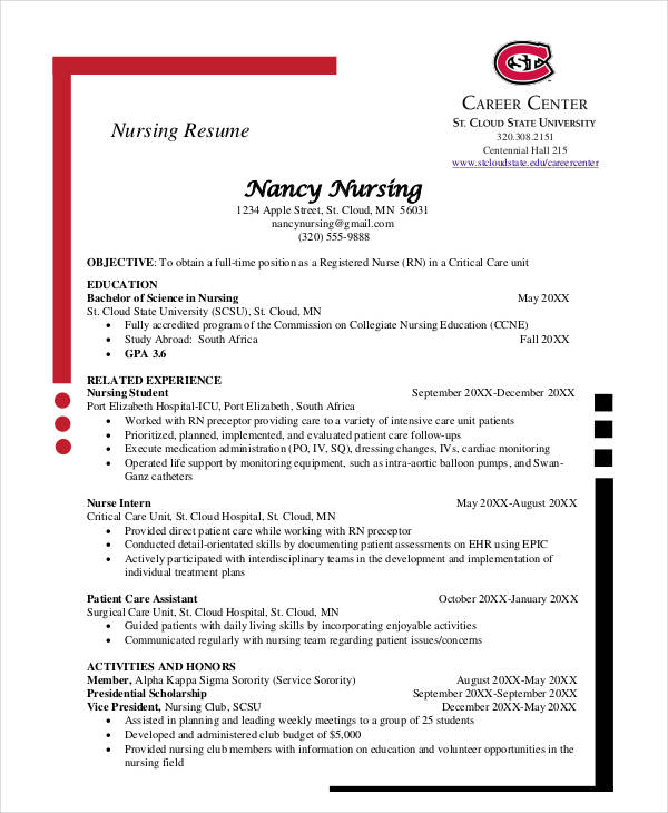 14+ Nursing CV Sample & Templates - PDF, PSD, AI, DOC, Publisher ...