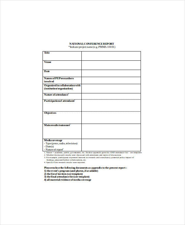 16 Conference Report Templates PDF Docs Word