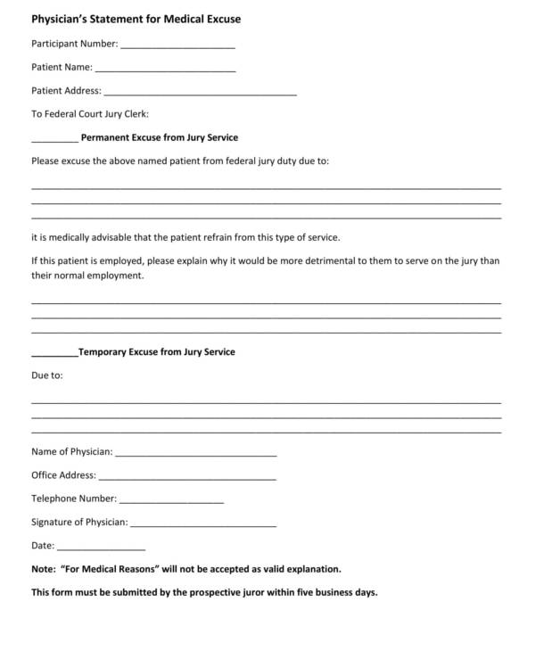 Sample Jury Duty Excuse Letter From Doctor For Your Needs Letter 