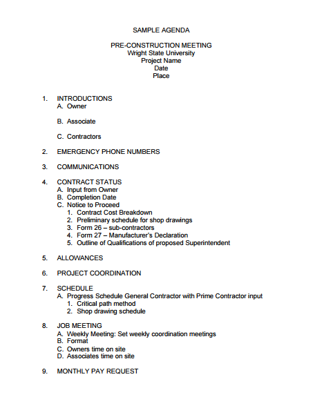 11+ Pre-Construction Meeting Templates - PDF, Word