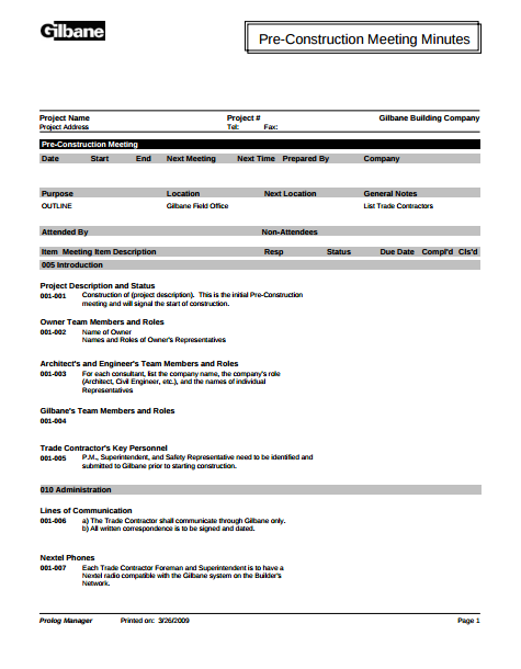 11+ Pre-Construction Meeting Templates - PDF, Word