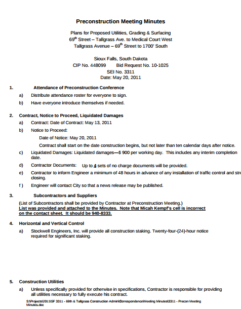 11+ Pre-Construction Meeting Templates - PDF, Word