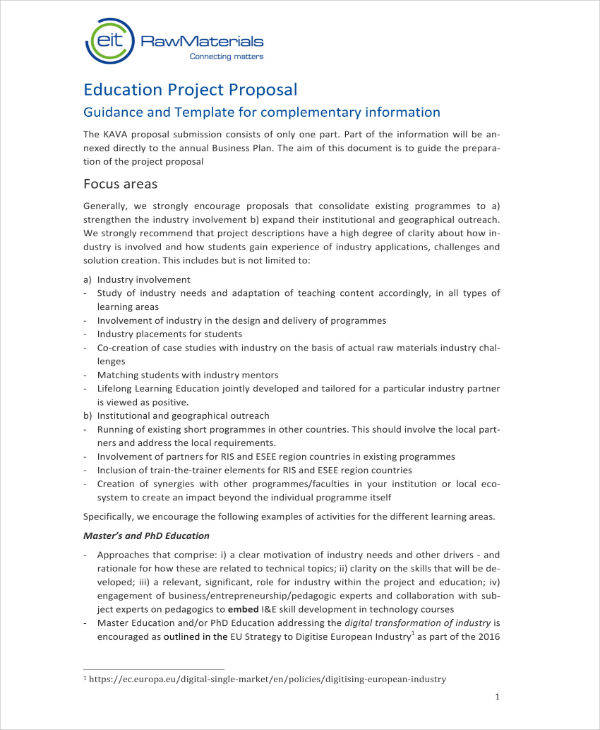 13 Education Project Proposal Templates PDF Word