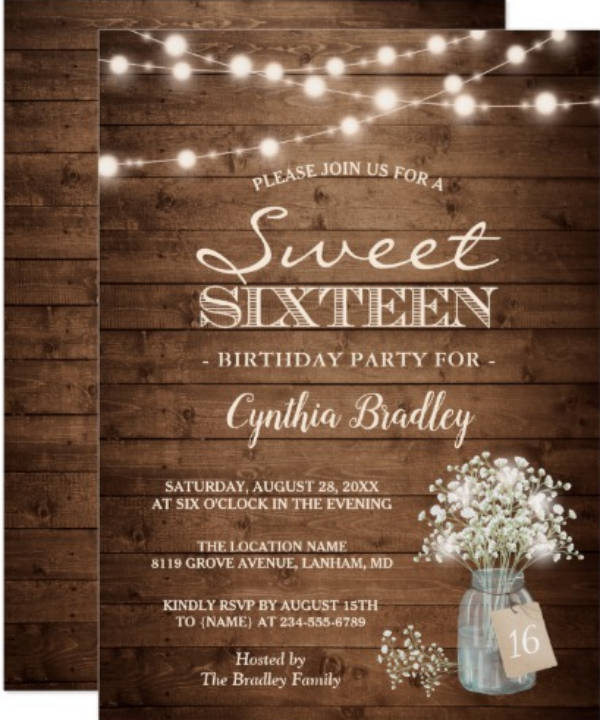 Sweet 16 Invitation Template Free