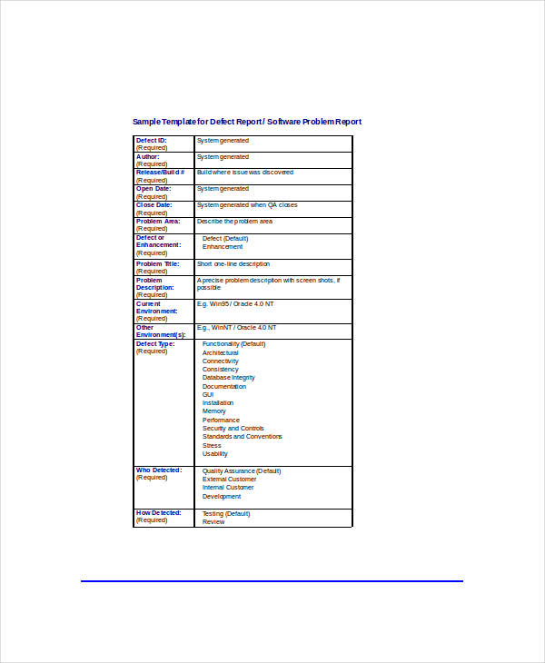 11 Bug Report Templates PDF DOC XLS