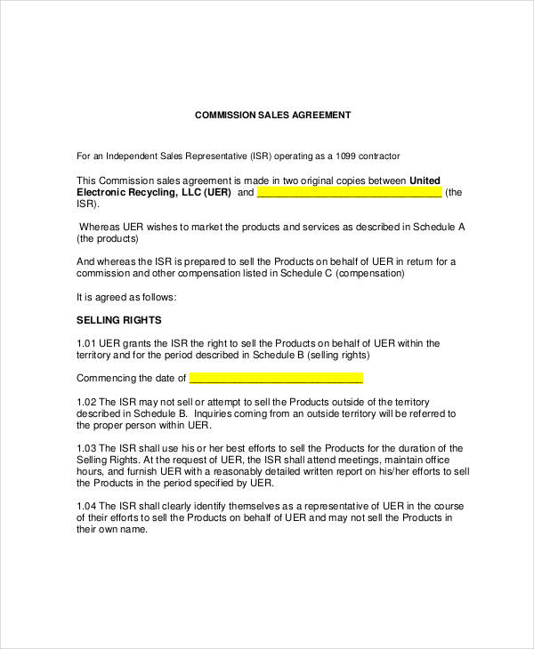 10+ Sales Commission Agreement Templates - PDF, DOC