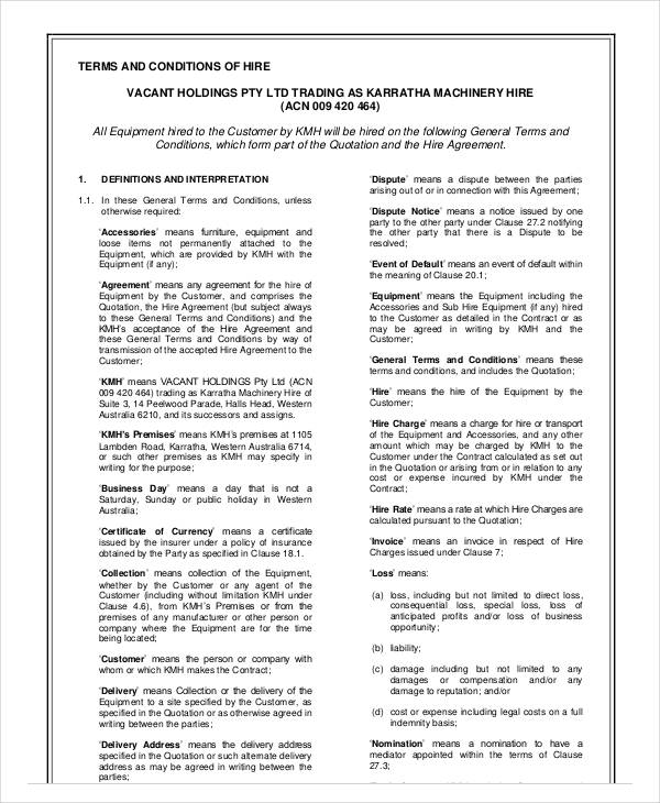 14+ Hire Agreement Templates