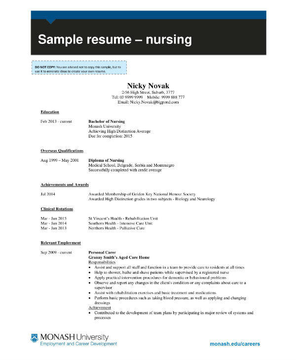 14+ Nursing CV Sample & Templates - PDF, PSD, AI, DOC, Publisher ...