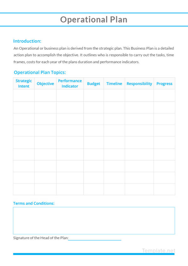 Printable Doc File Project Operational Plan Free Pdf Template Download