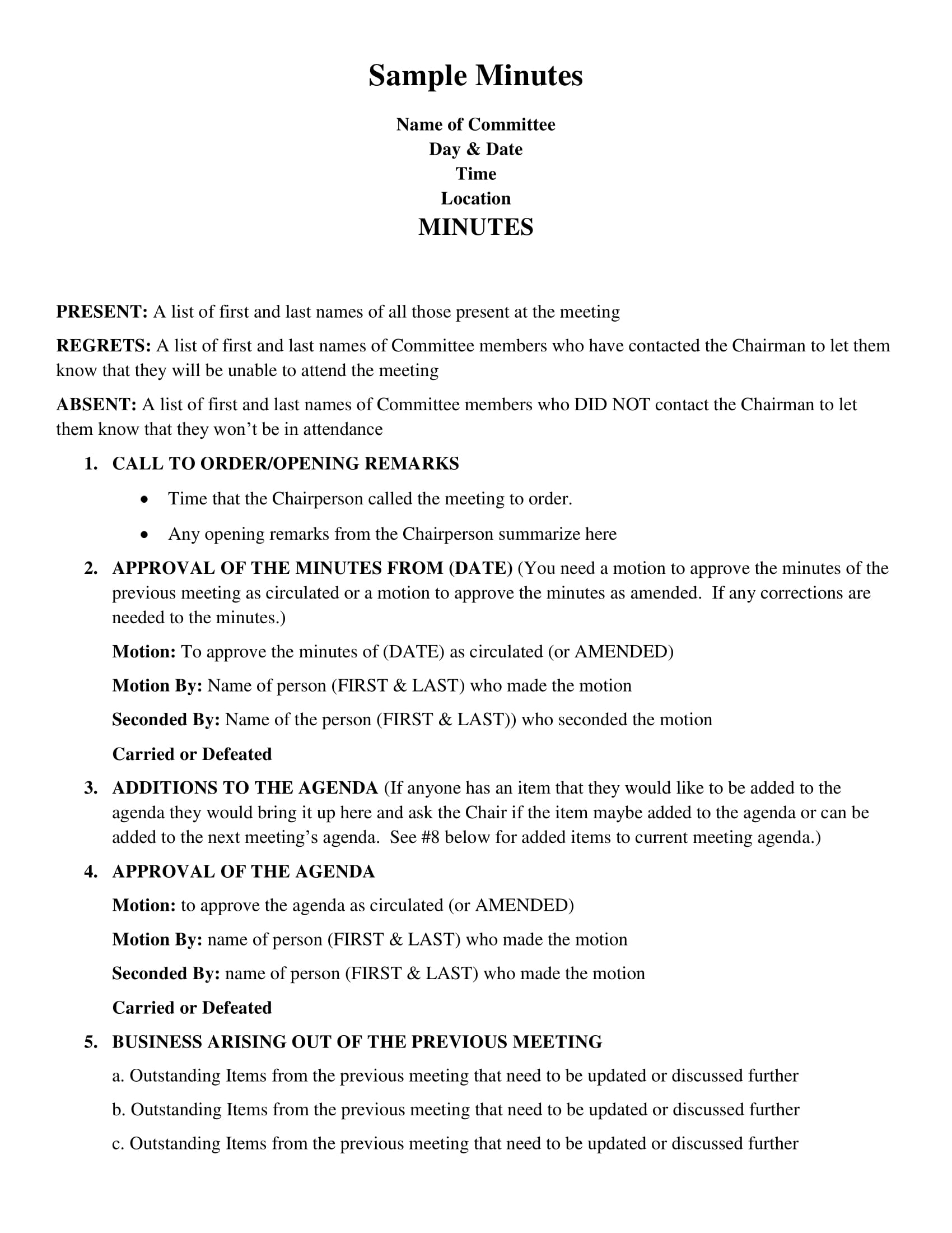 Llc Minutes Template