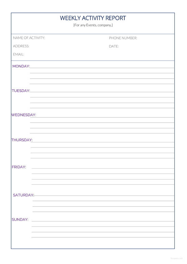 45 Weekly Report Templates DOC Excel PDF