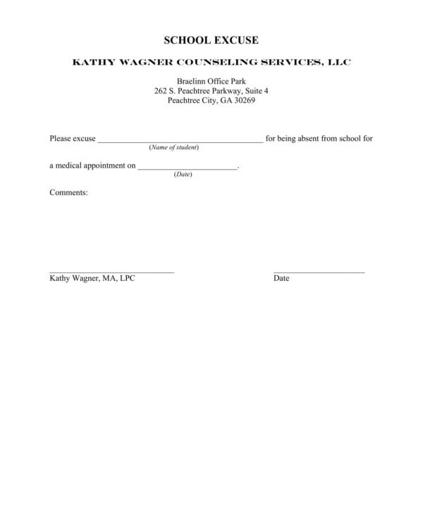 14+ Excuse Note Templates for Work & School - PDF