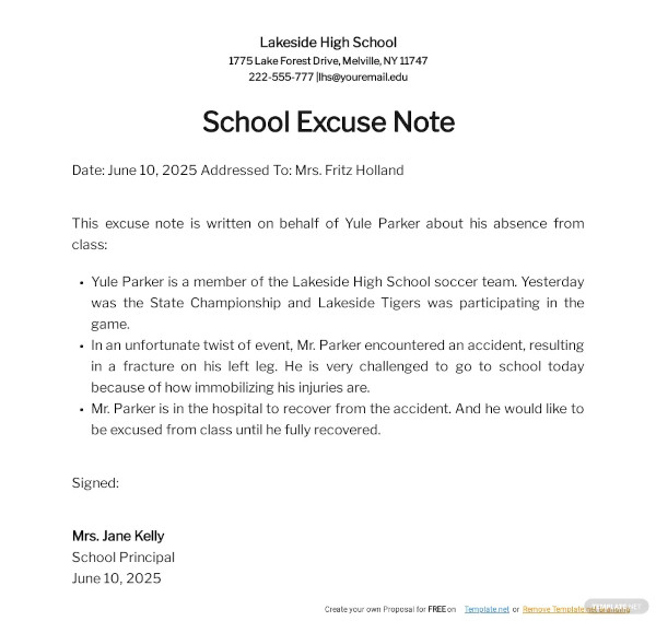13 School Excuse Note Templates PDF