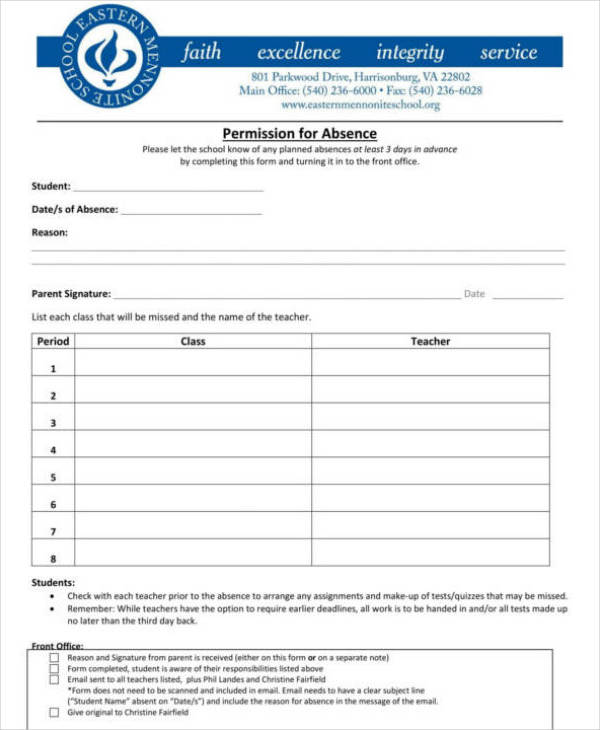 8+ School Excuse Note Templates - PDF
