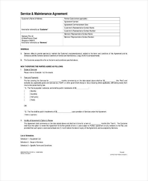 9+ Maintenance Service Contract Templates - Word, Google Docs, PDF