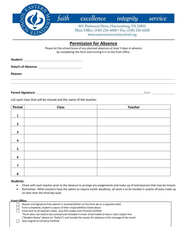14+ Excuse Note Templates for Work & School - PDF